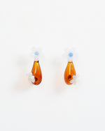 Eva Earrings - Handcrafted Amber and White Glass Jewelry by Cajal