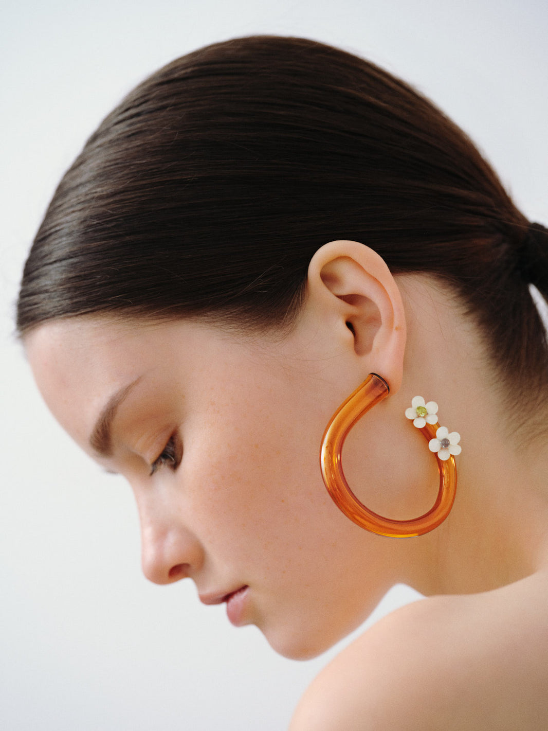 Eva Earrings - Handcrafted Amber and White Glass Jewelry by Cajal