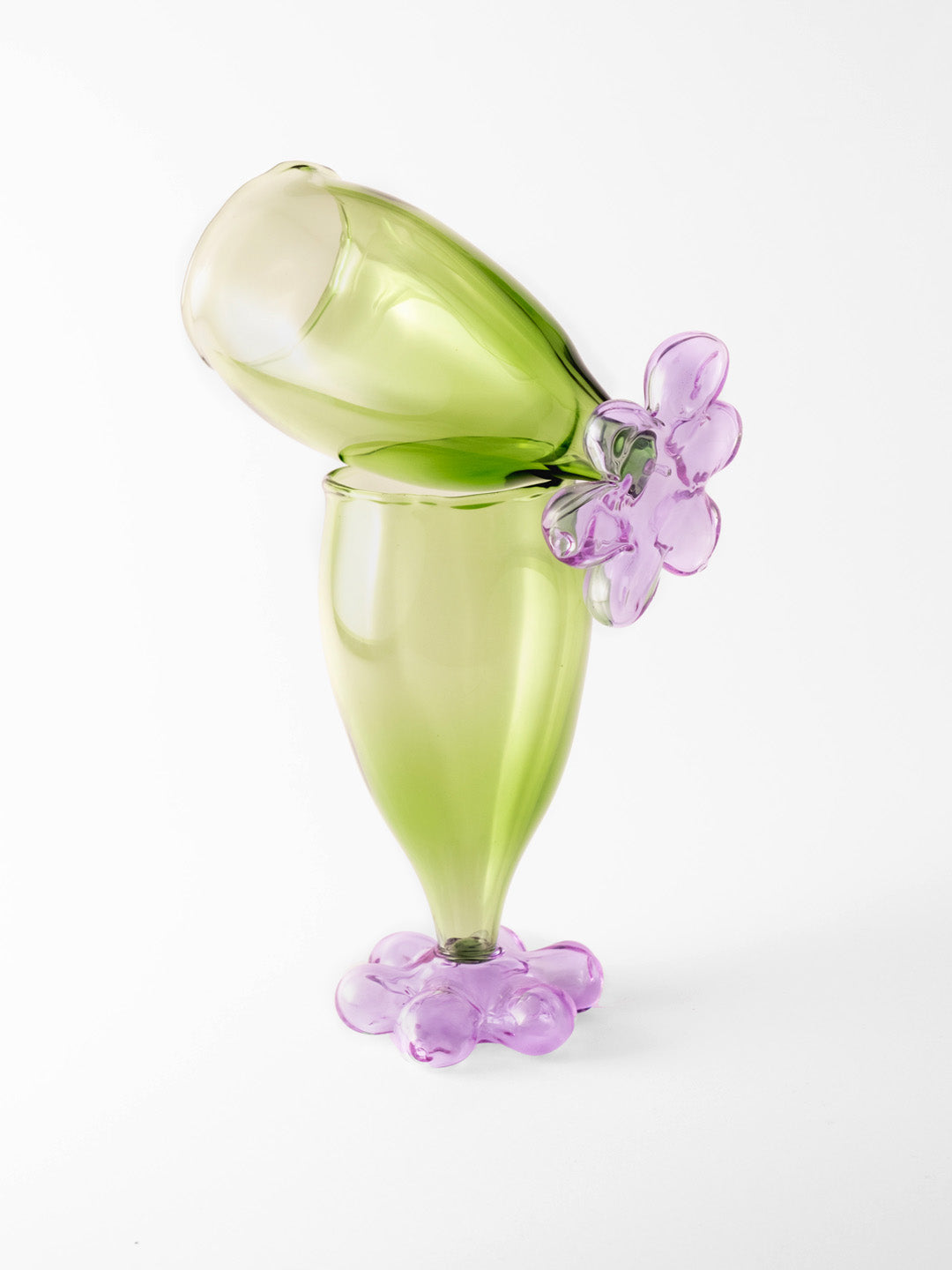 Sweet Wine Glass - Handcrafted Green and Purple Glassware by Cajal